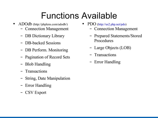 Adodb Pdo Presentation | ODP