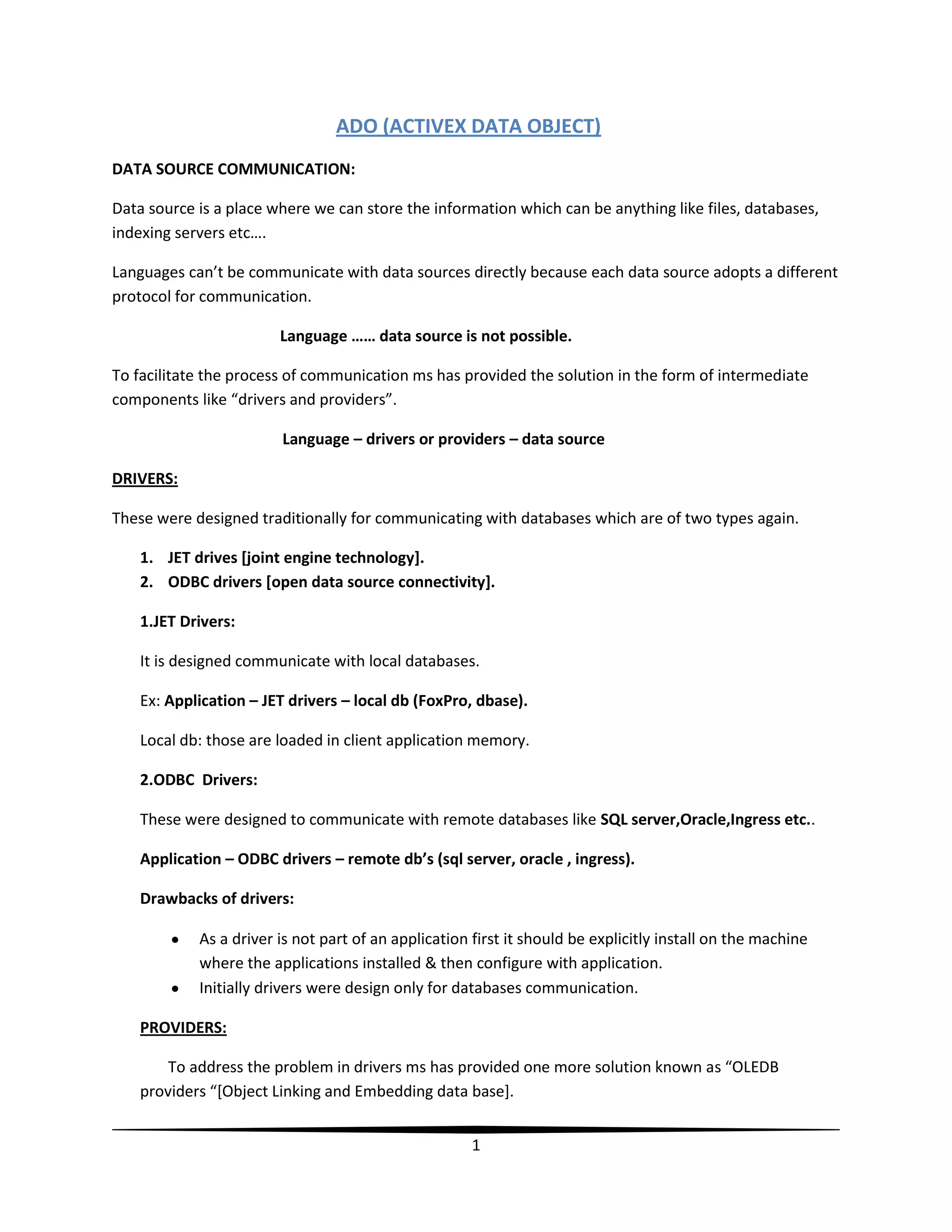 Ado dot net complete meterial (1) | DOCX