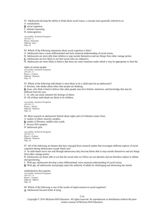 Adolescence 11th Edition Steinberg Test Bank | PDF