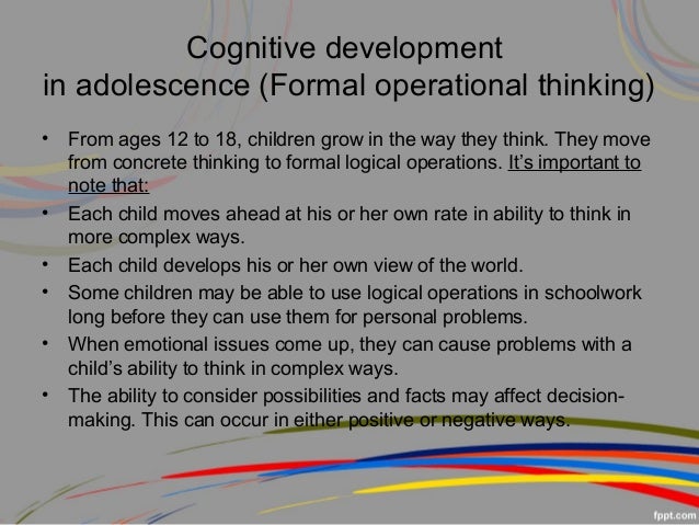 Cognitive Development Examples In Adolescence