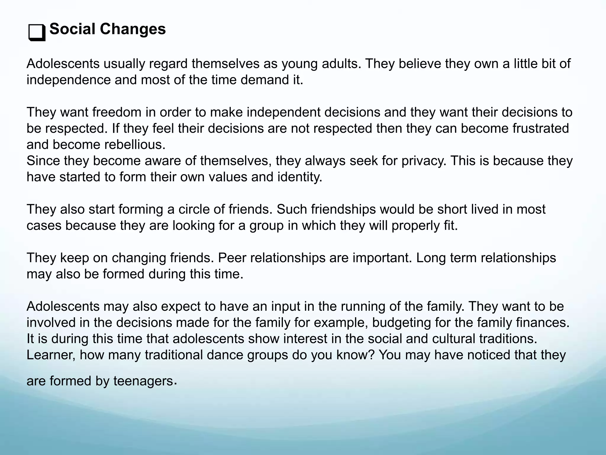 Adolescence changes presentation1 | PPTX