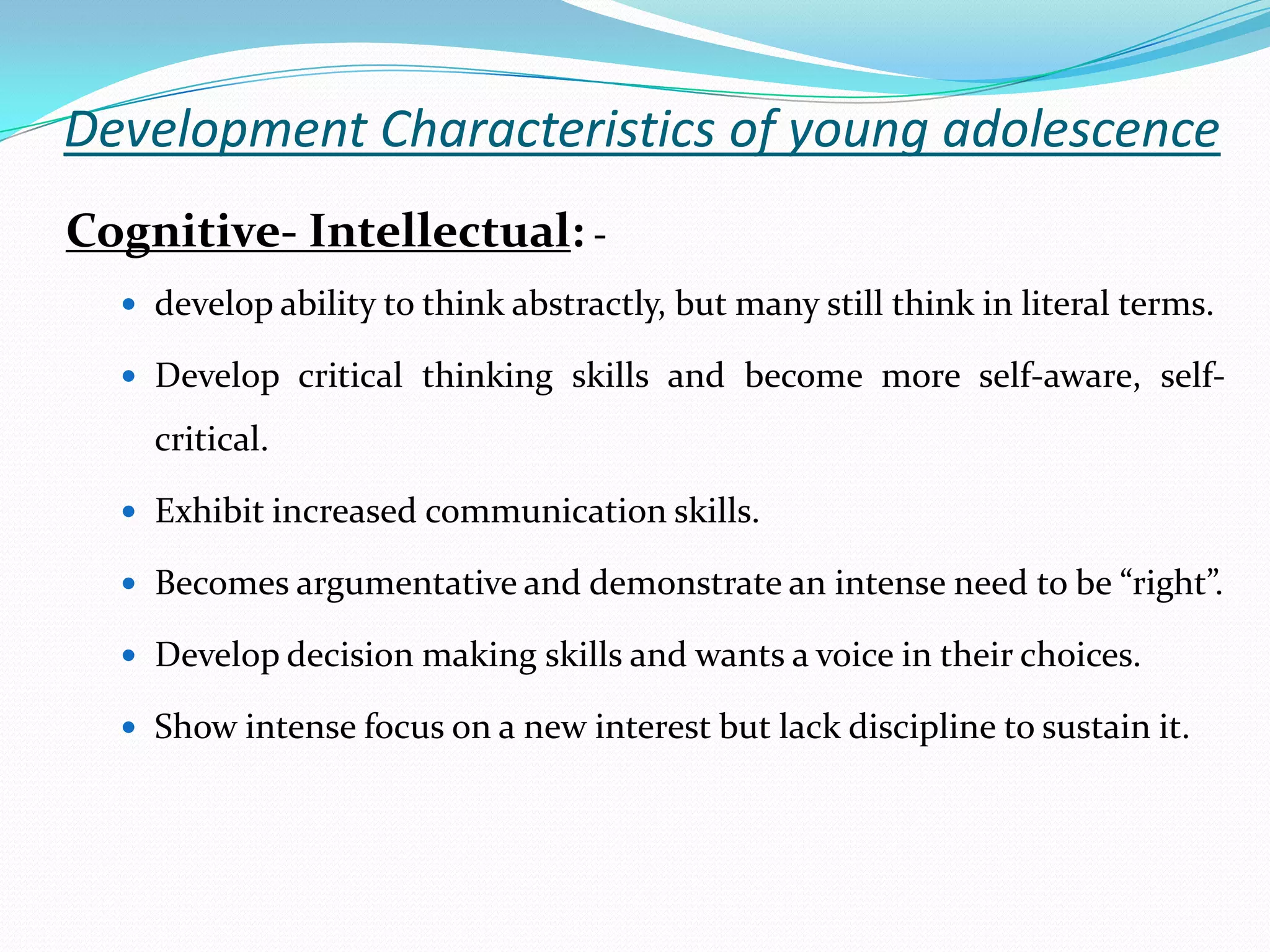 Adolescence characteristics and problems | PPTX