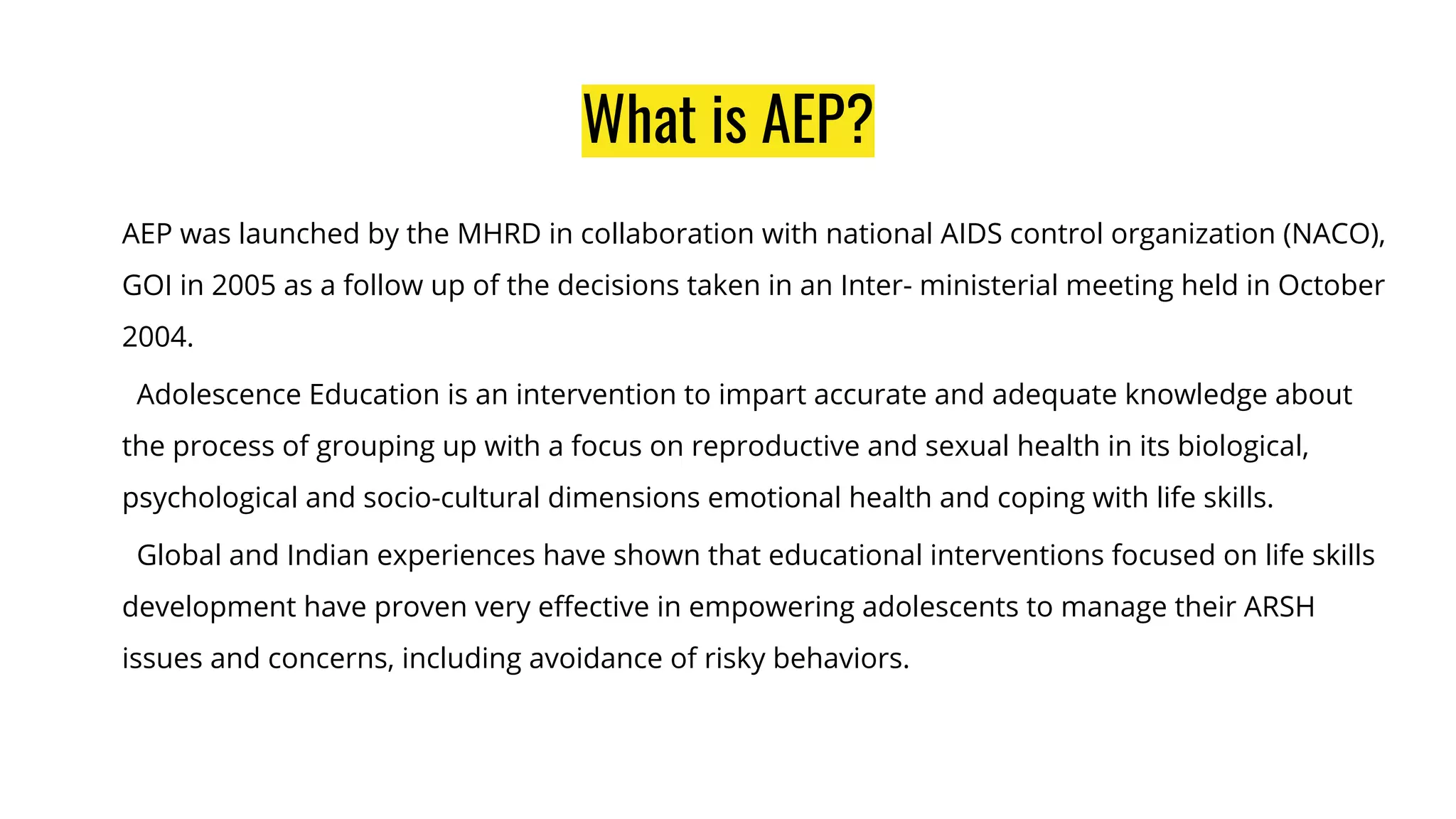 Adolescence Education Program (AEP) | PDF