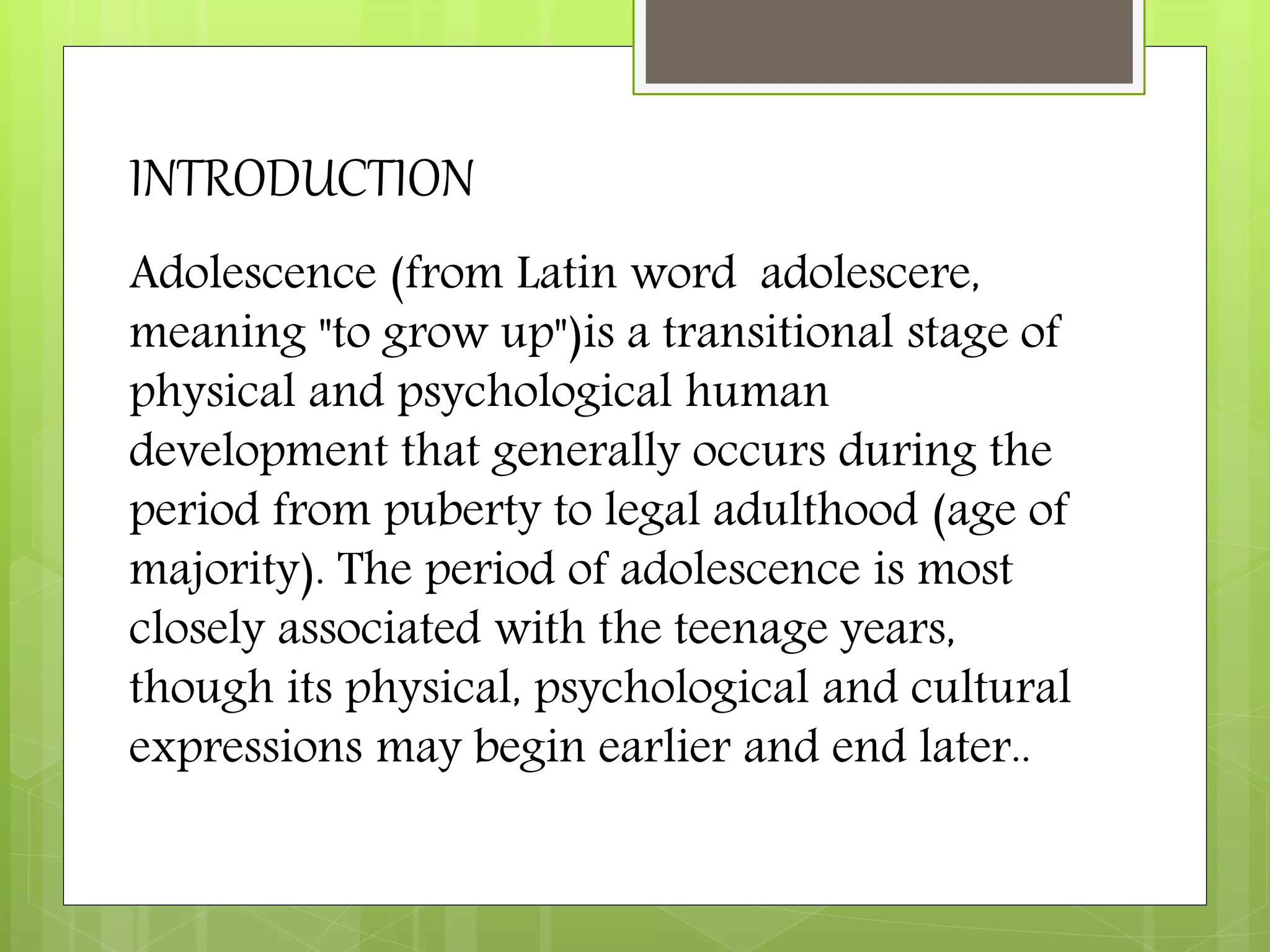 ADOLESCENCE AND ITS PROBLEMS | PPTX