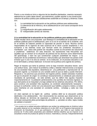 Adolescencias y politicas publicas | PDF