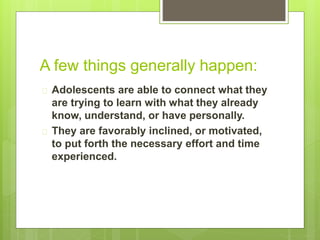 Adolescent and Adult Learning | PPTX