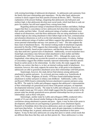 Adolescent Attachment To Parents And Peers | DOC