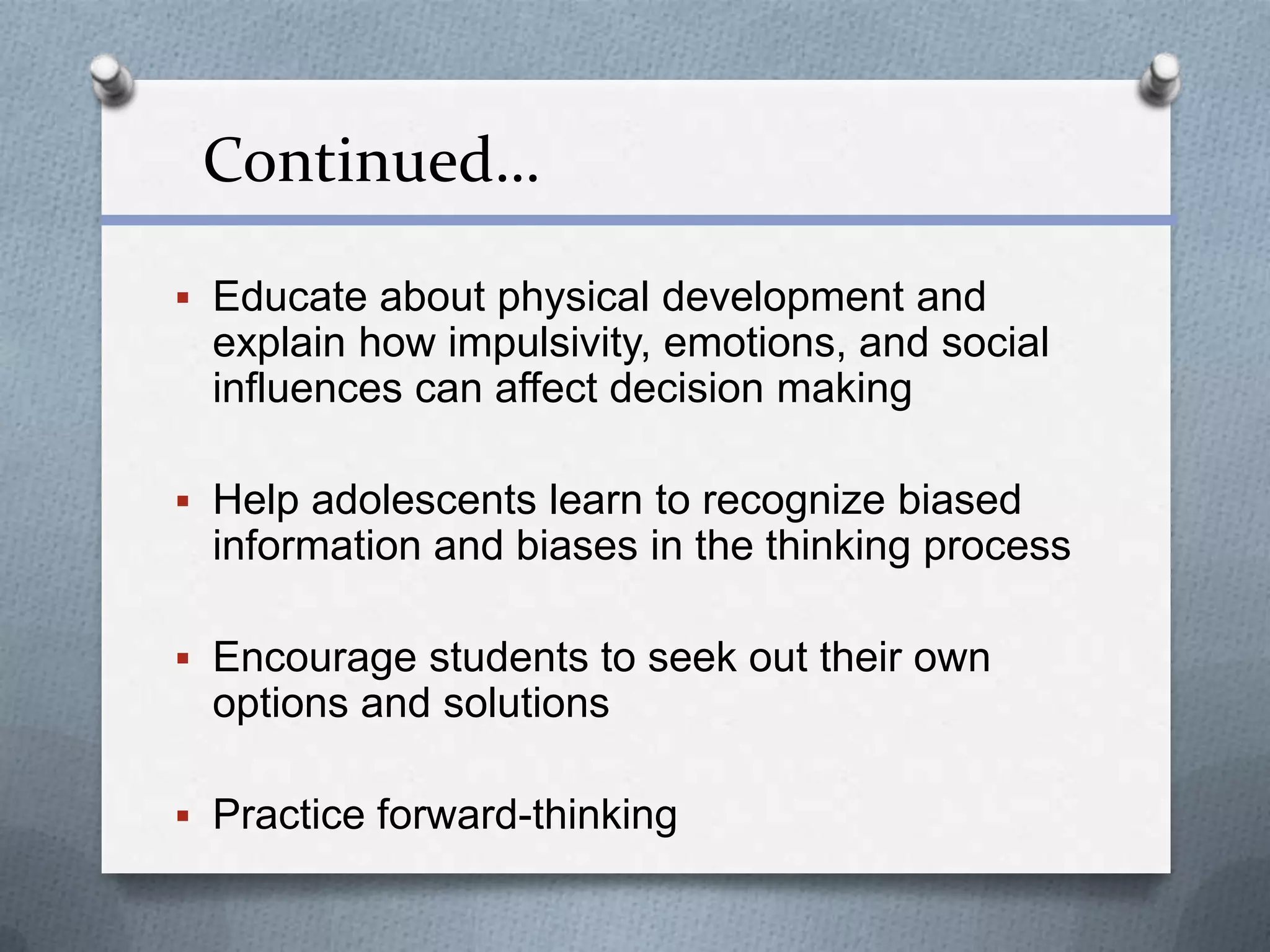 Adolescent decision making | PPSX