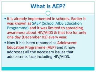 Adolescent education programme (A Guidebook for Teachers on special ...