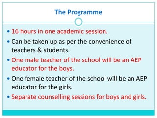 Adolescent education programme (A Guidebook for Teachers on special ...