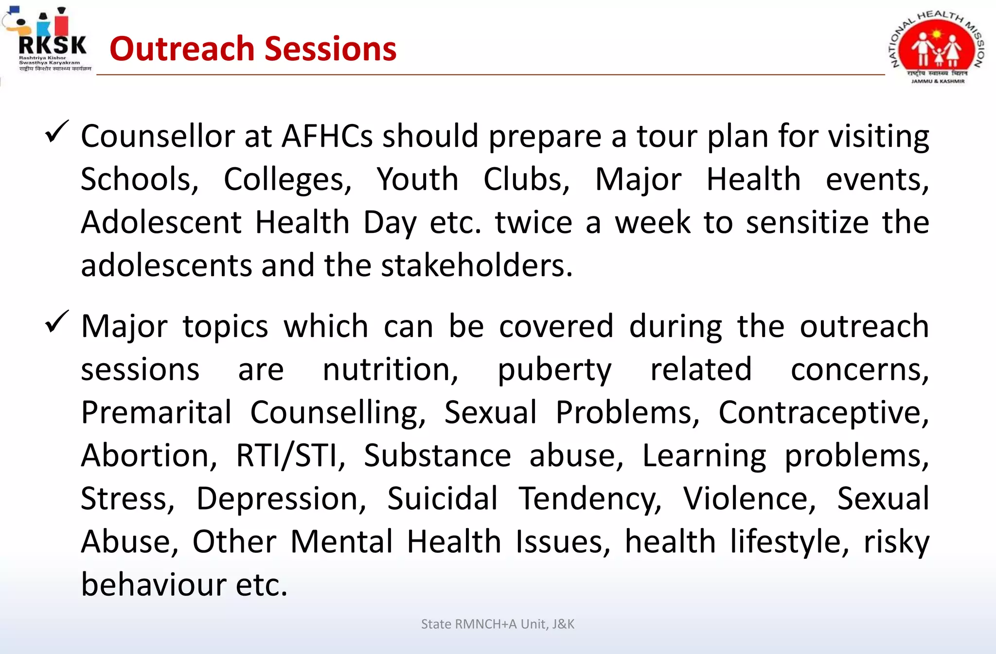 Adolescent Friendly Health Clinics (AFHC) | PPTX