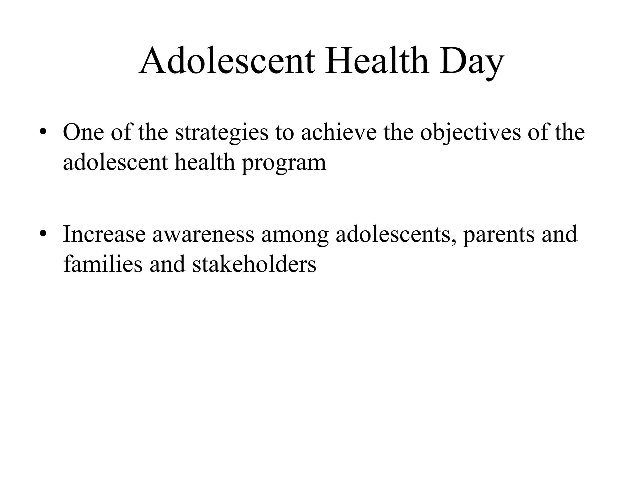 Adolescent health and national health programmes | PPTX