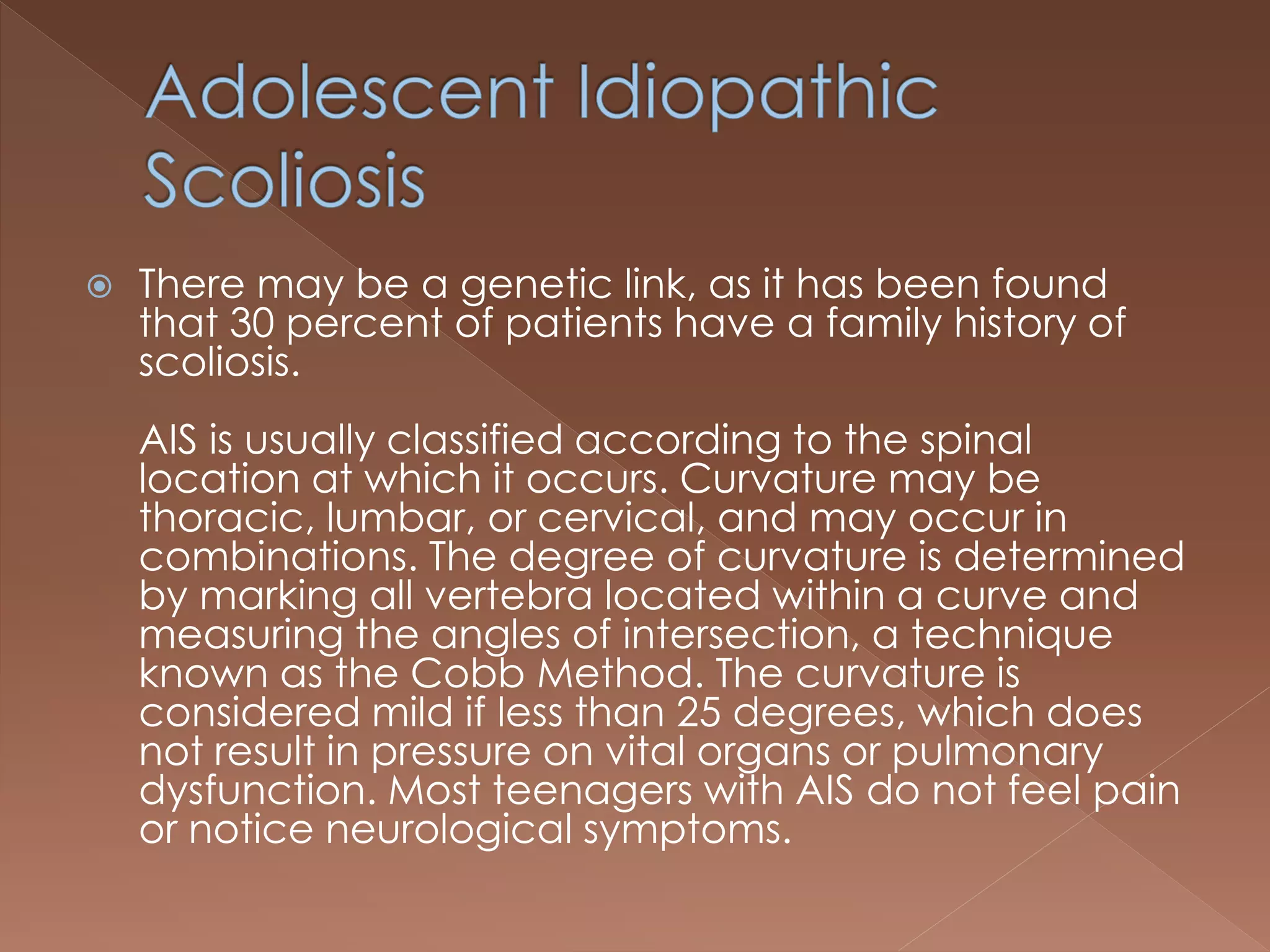 Adolescent Idiopathic Scoliosis: Causes and Classification | PPTX
