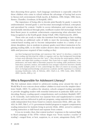 Adolescent literacy chapter 1 | PDF