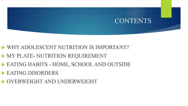 Adolescent nutrition | PPTX