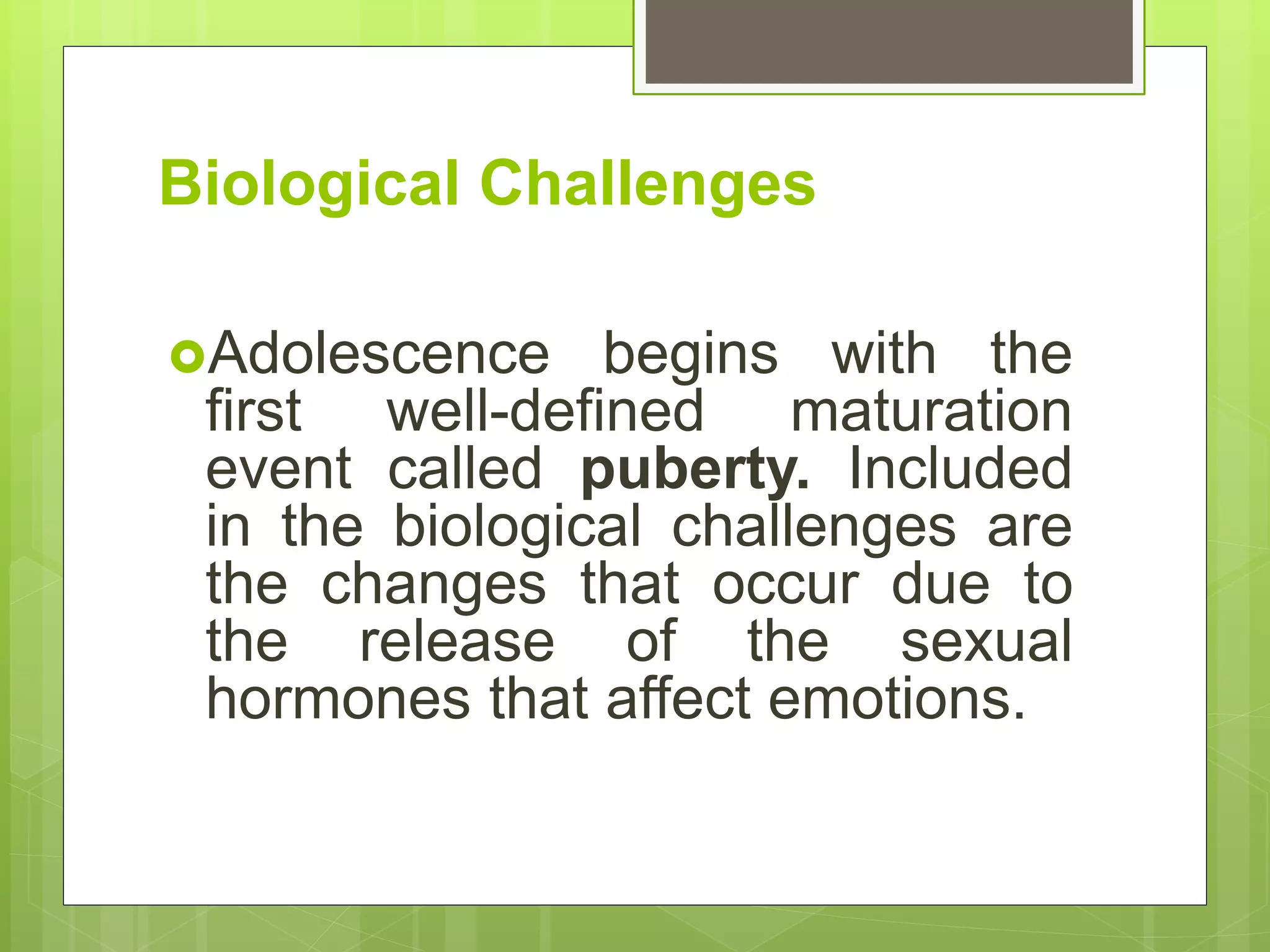 CHALLENGES OF ADOLESCENCE | PPTX