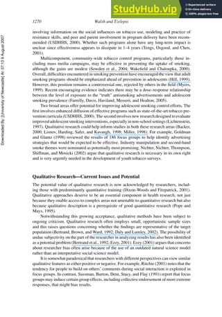 Adolescents And Tobacco Use Systematic Review Of Qualitative Research ...