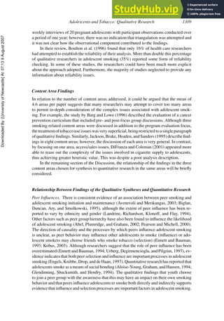 Adolescents And Tobacco Use Systematic Review Of Qualitative Research ...