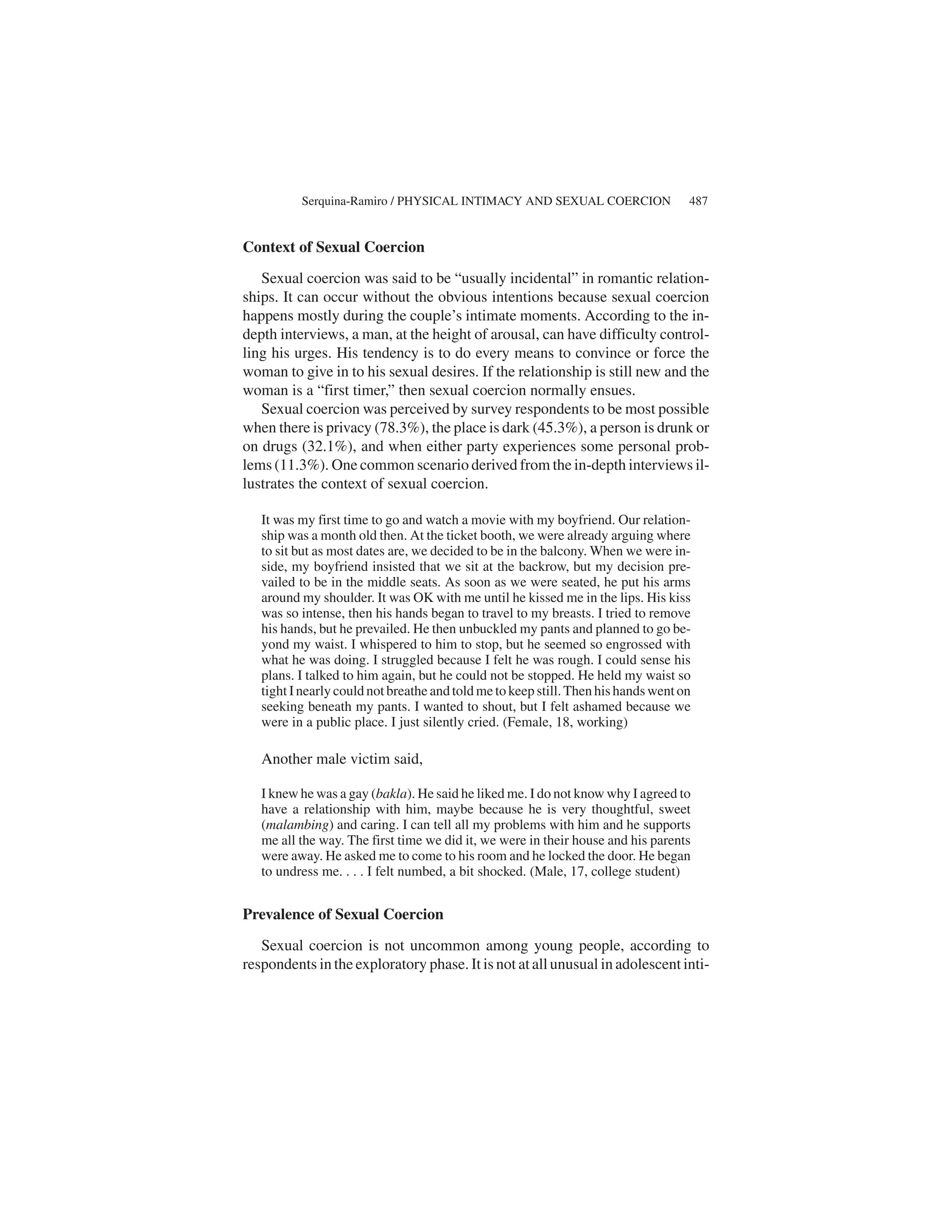Physical Intimacy and Sexual Coercion Among Adolescent Intimate ...