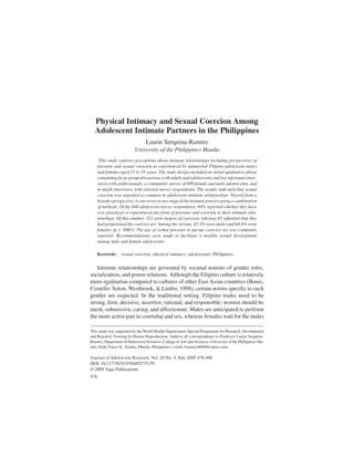 Physical Intimacy and Sexual Coercion Among Adolescent Intimate ...