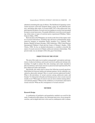 Physical Intimacy and Sexual Coercion Among Adolescent Intimate ...