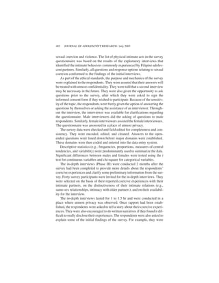 Physical Intimacy and Sexual Coercion Among Adolescent Intimate ...
