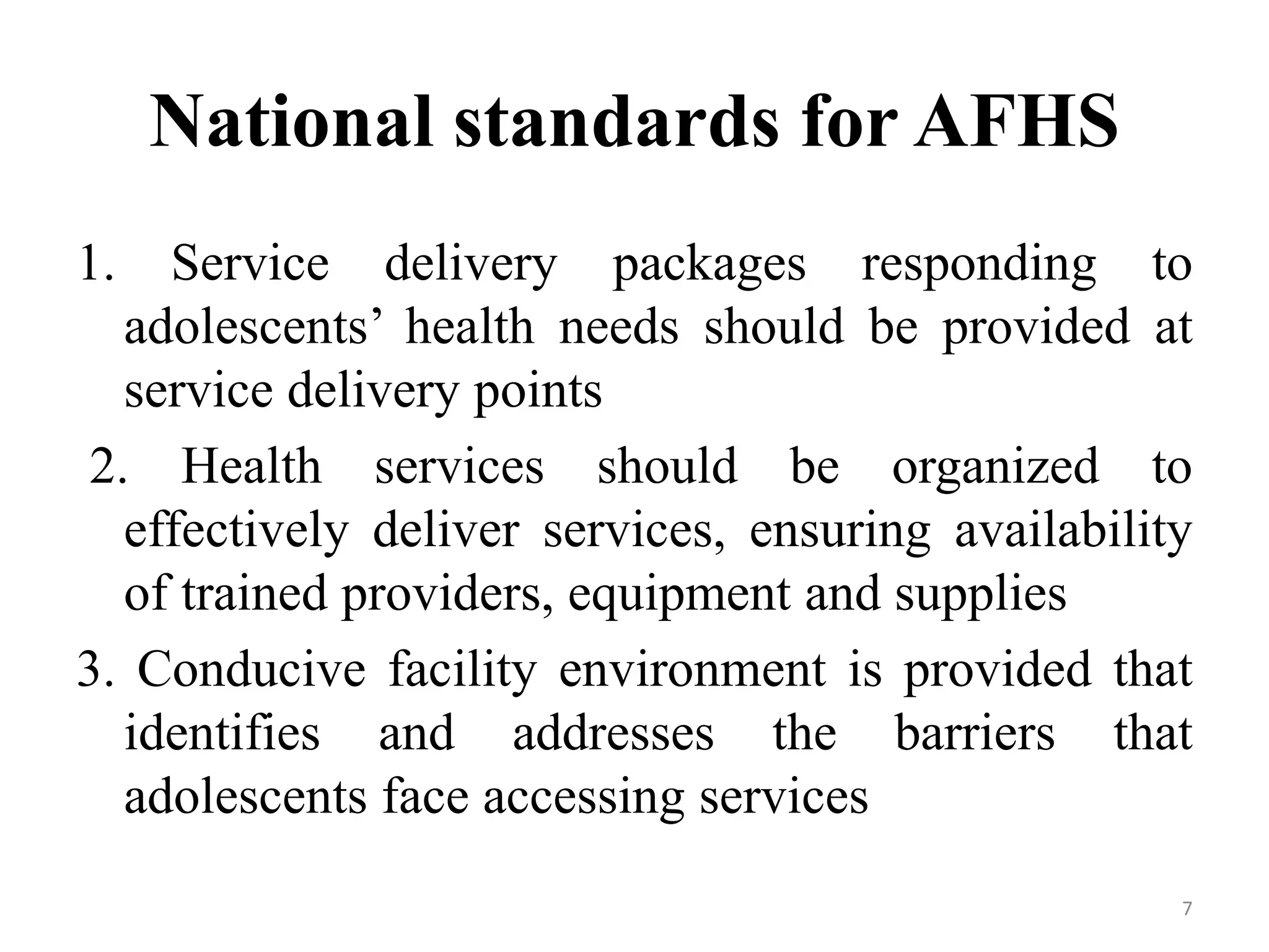 Adolescents friendly health services | PPTX