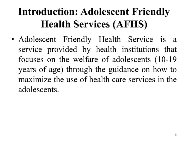 Adolescents friendly health services | PPTX