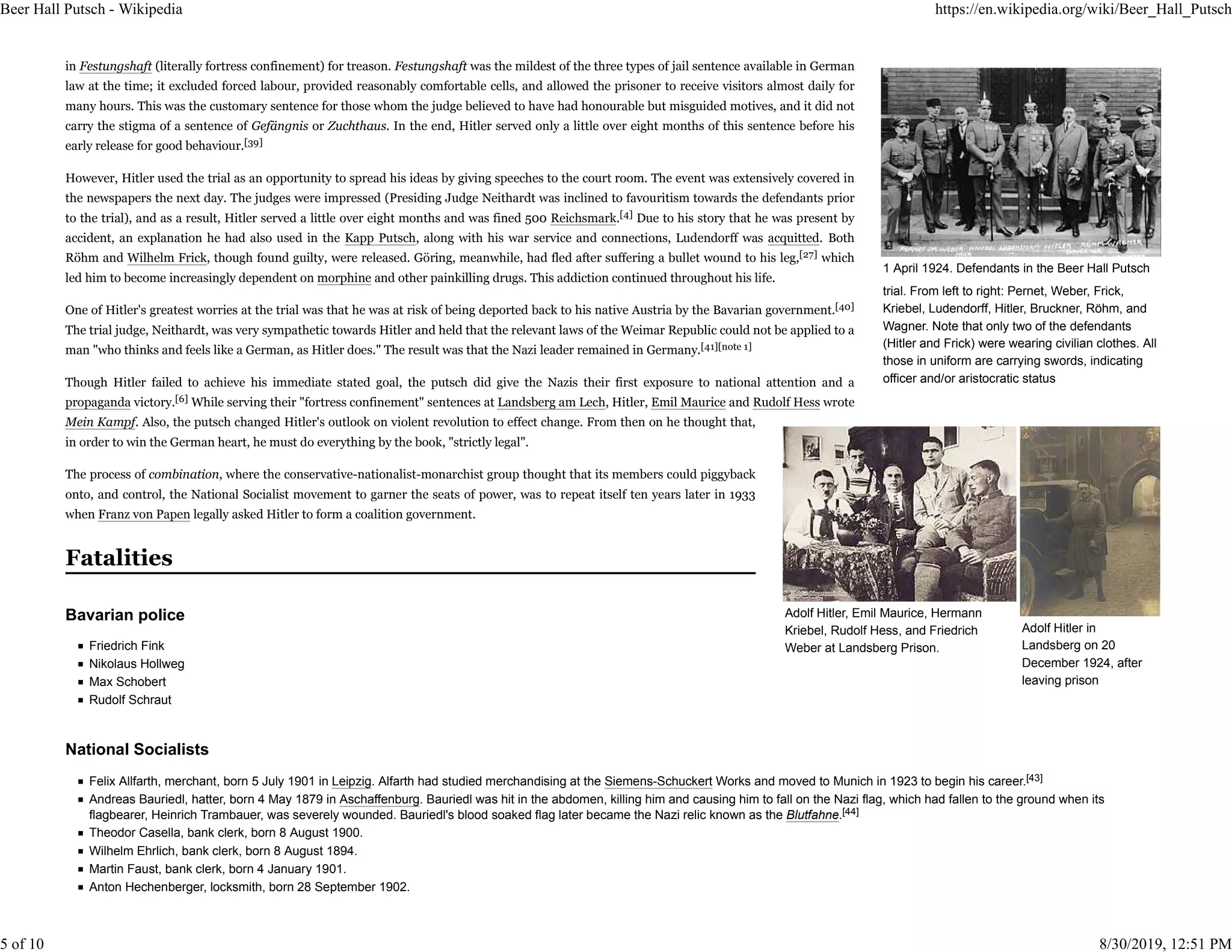 ADOLF HITLER - ARREST & TRIAL (Beer Hall Putsch) Wikipedia | PDF