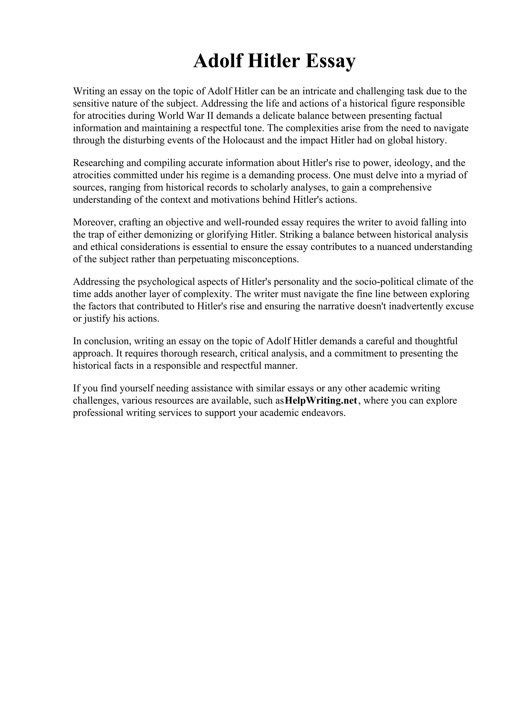 Adolf Hitler Essay. Book review of The Death of Democracy: Hitlers Rise ...