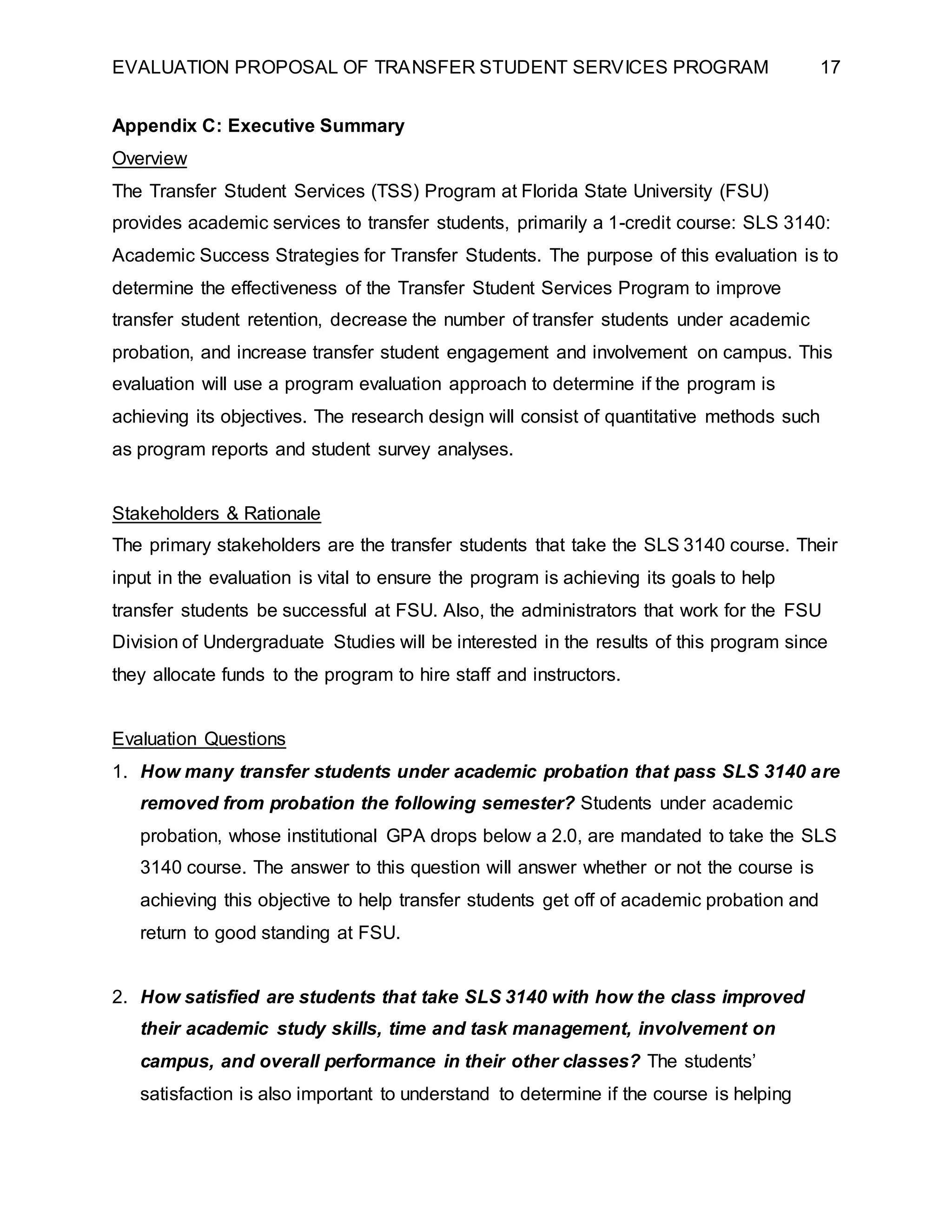 Program Evaluation Proposal | DOCX
