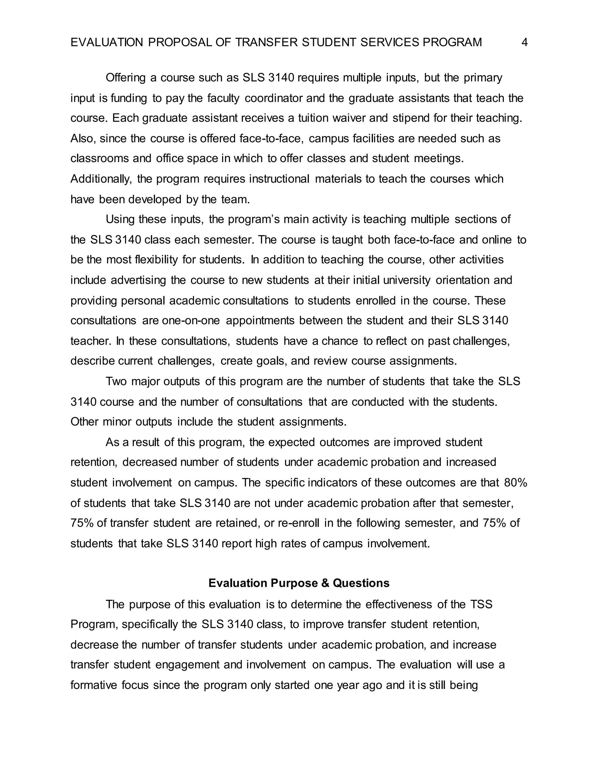 Program Evaluation Proposal | DOCX