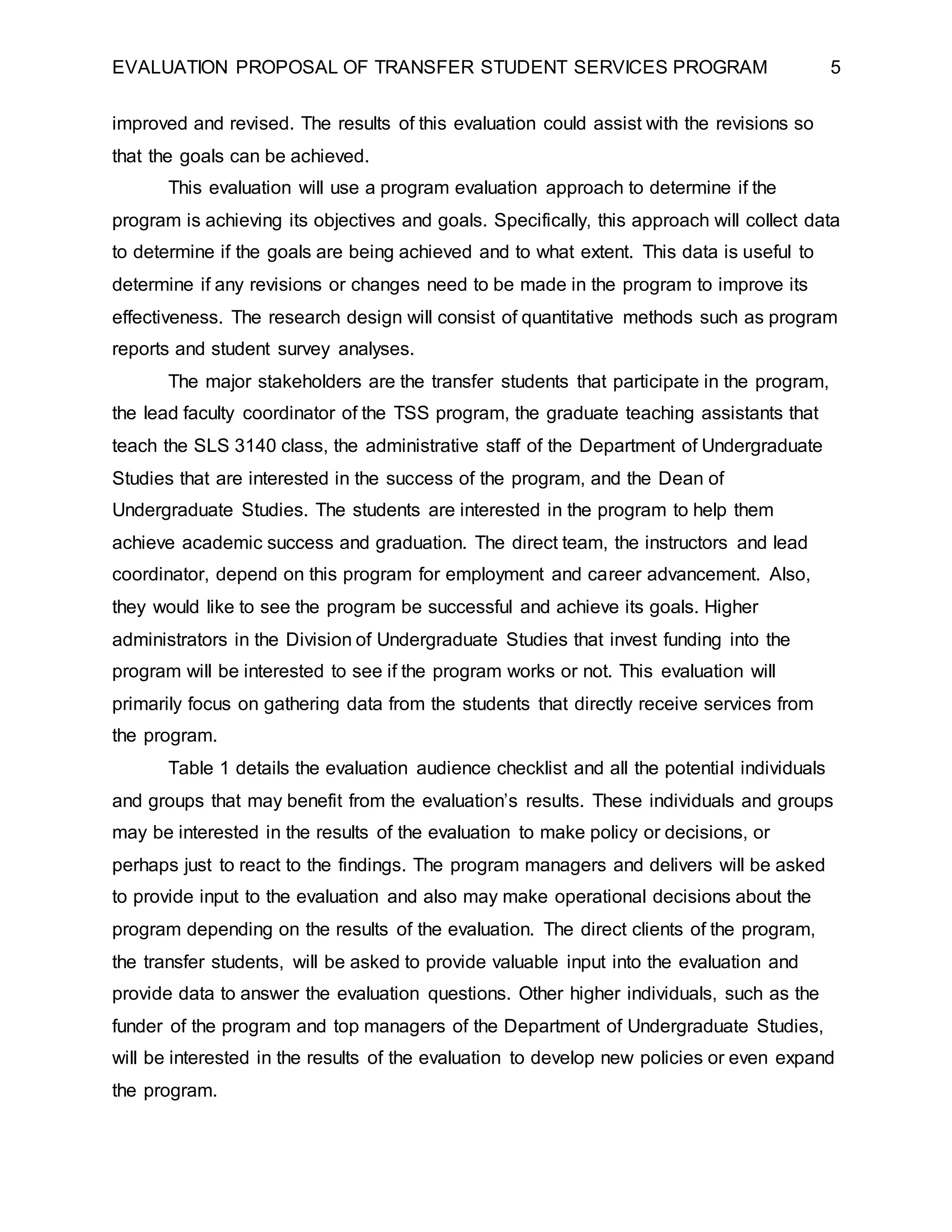 Program Evaluation Proposal | DOCX