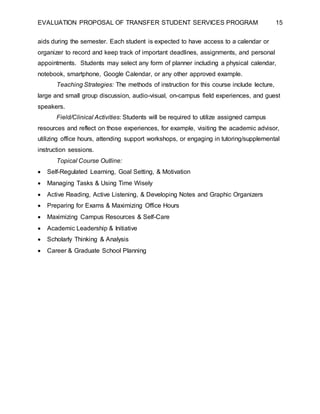 Program Evaluation Proposal | DOCX | Undergraduate Education | College ...