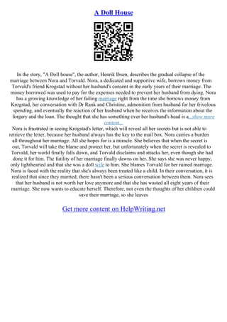 A Doll House Essay | PDF