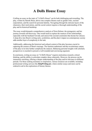 A Dolls House Essay | PDF