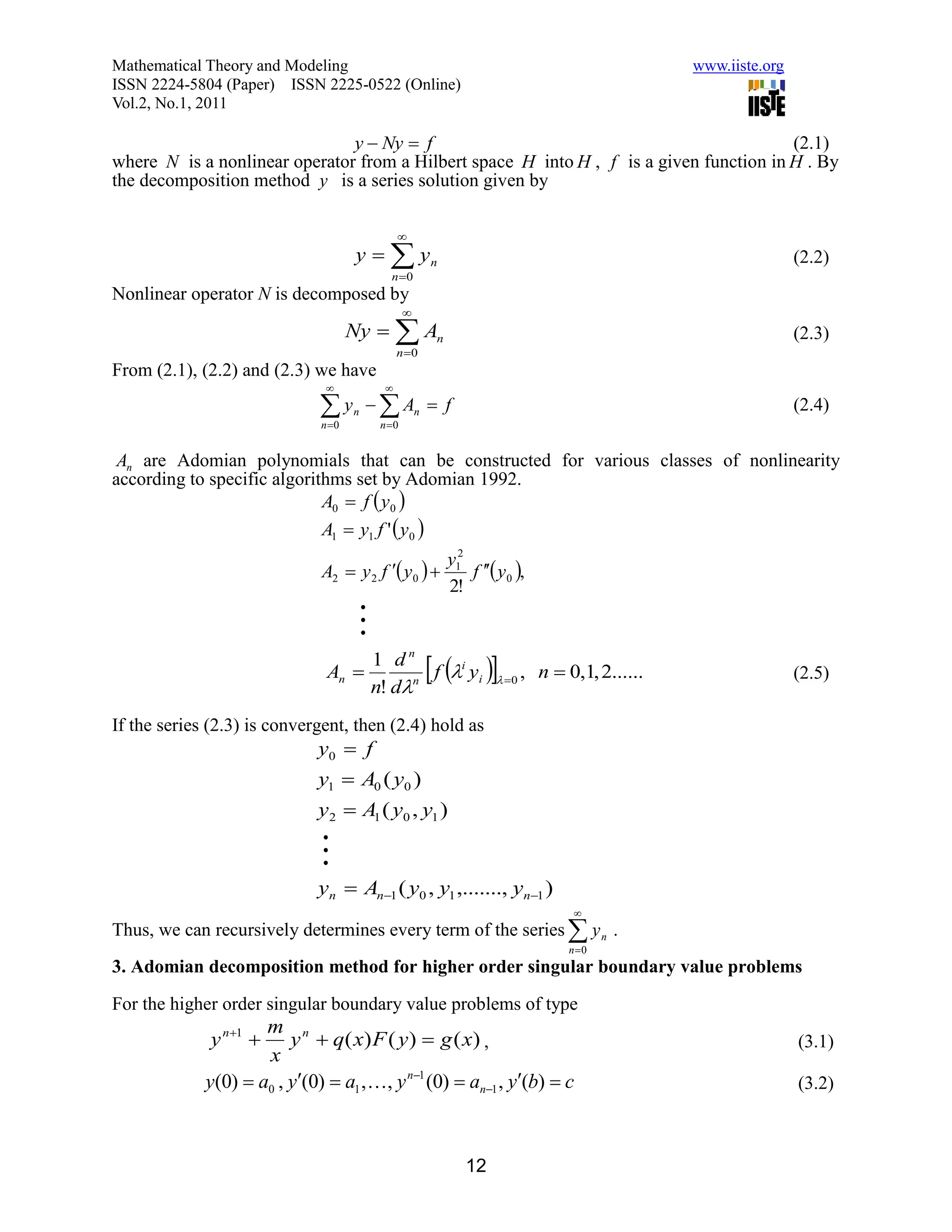 Adomian Decomposition Method For Solving Higher Order Boundary Value Problems Pdf