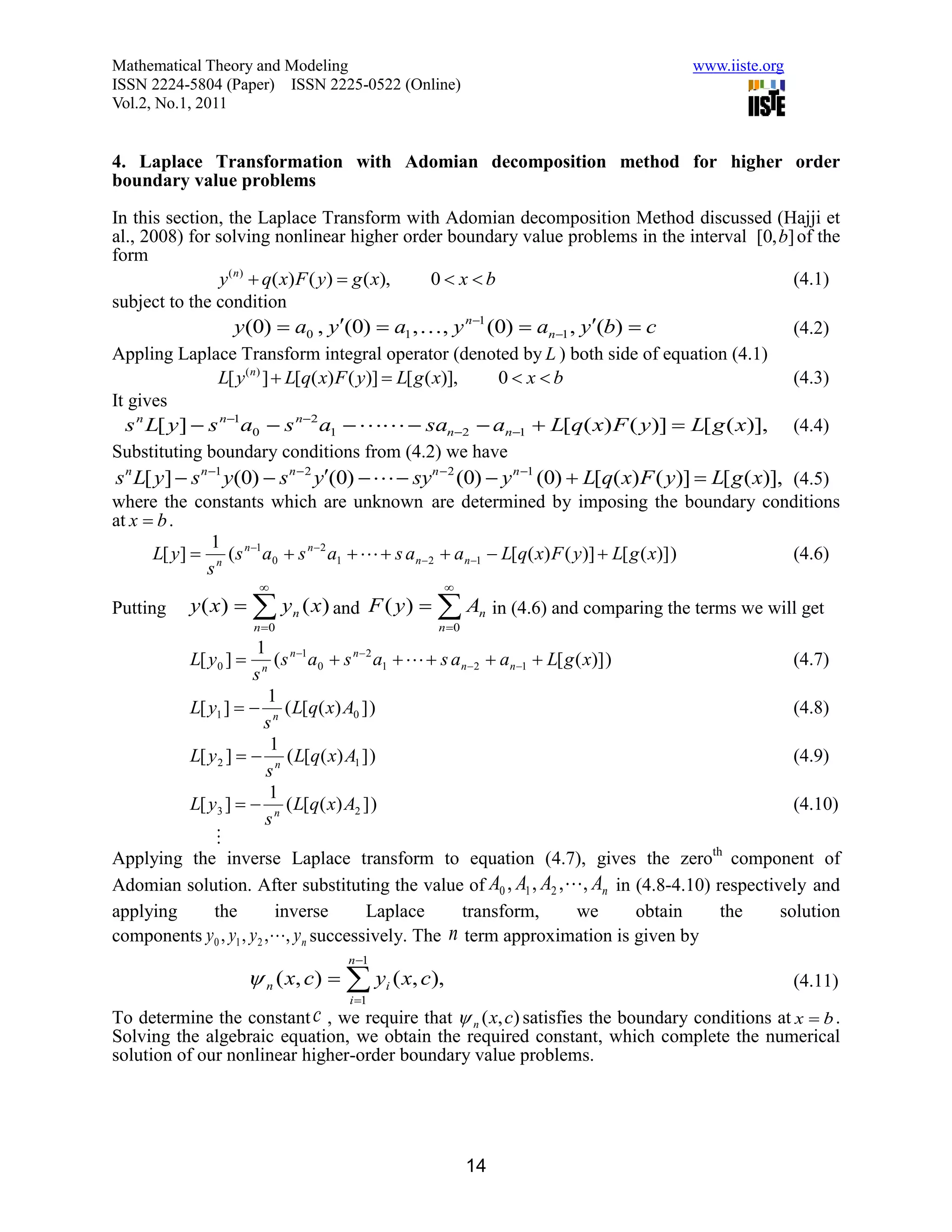 Adomian Decomposition Method For Solving Higher Order Boundary Value Problems Pdf
