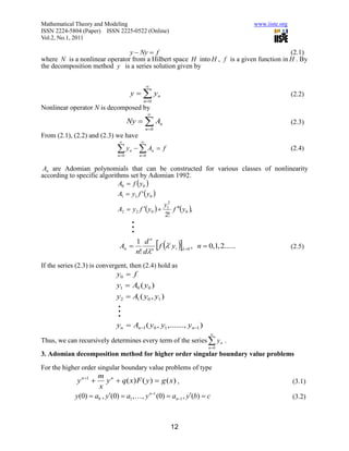 Adomian decomposition method for solving higher order boundary value problems | PDF