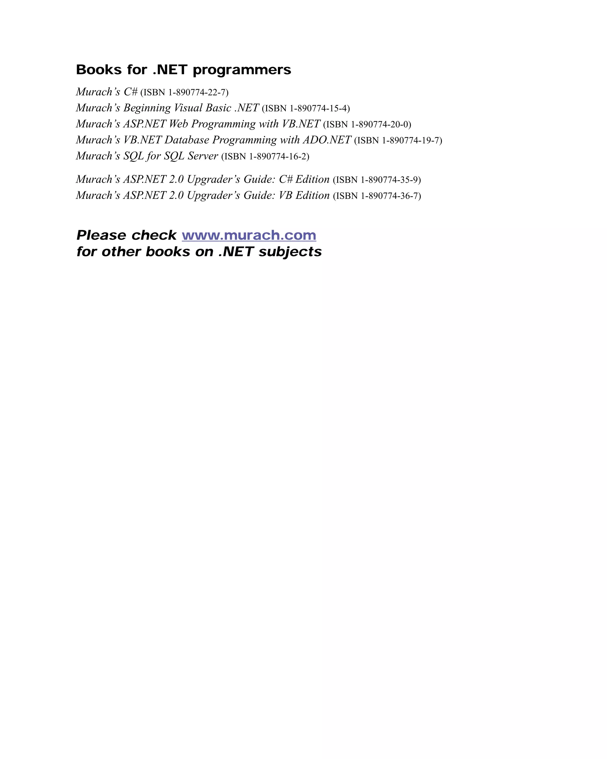 Visual Basic.Net & Ado.Net