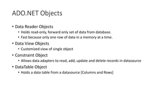 ADO.NET Introduction | PPTX