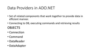 ADO.NET Introduction | PPTX