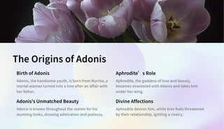 Adonis and Aphrodite their love and death | PPT