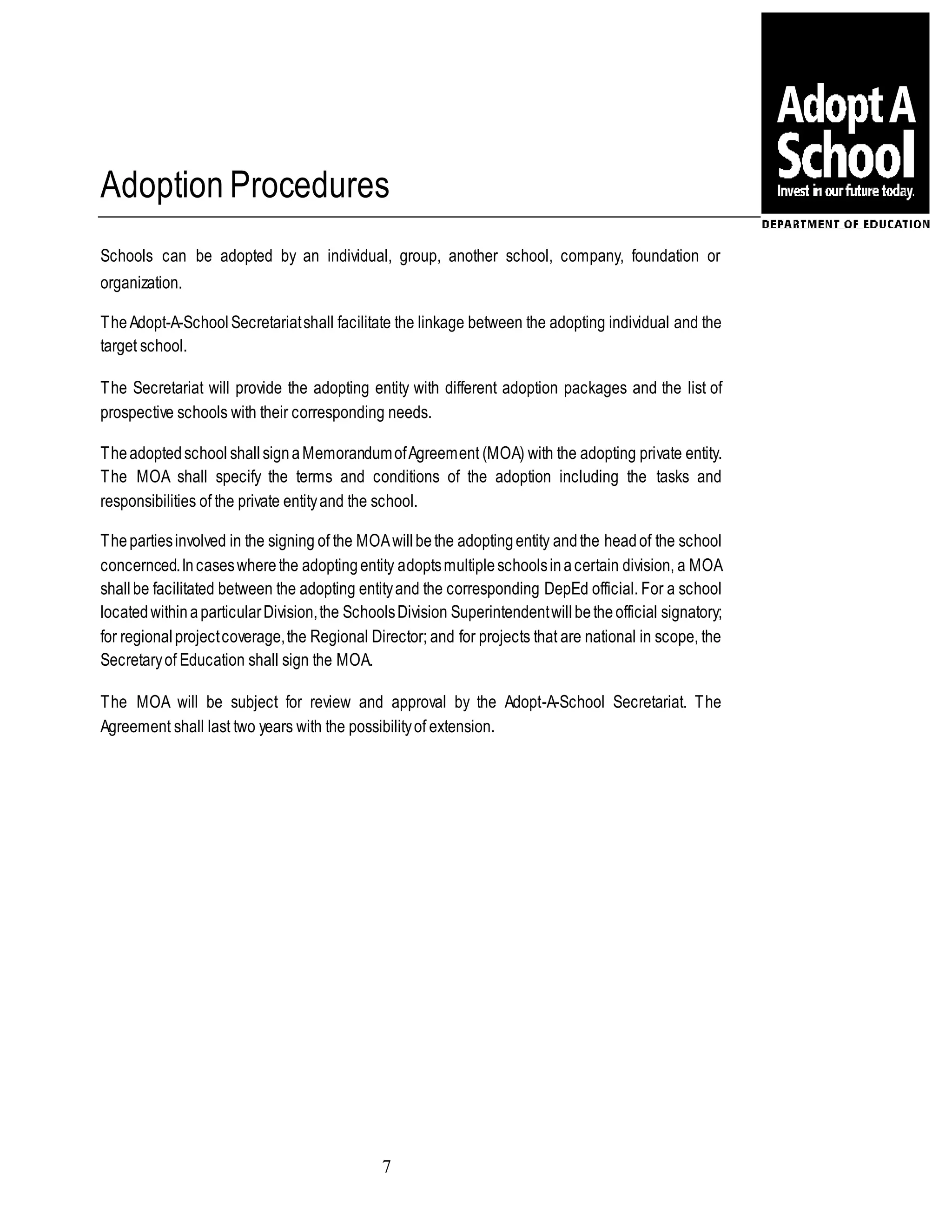 Adopt-a-School Program Kit | DOCX