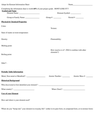 Adopt an element info sheet | PDF