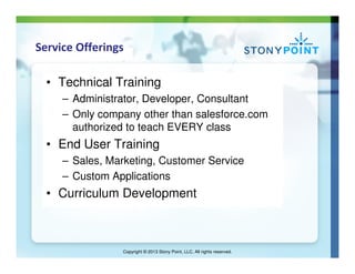 Adoption stony point salesforce end user training overview | PDF
