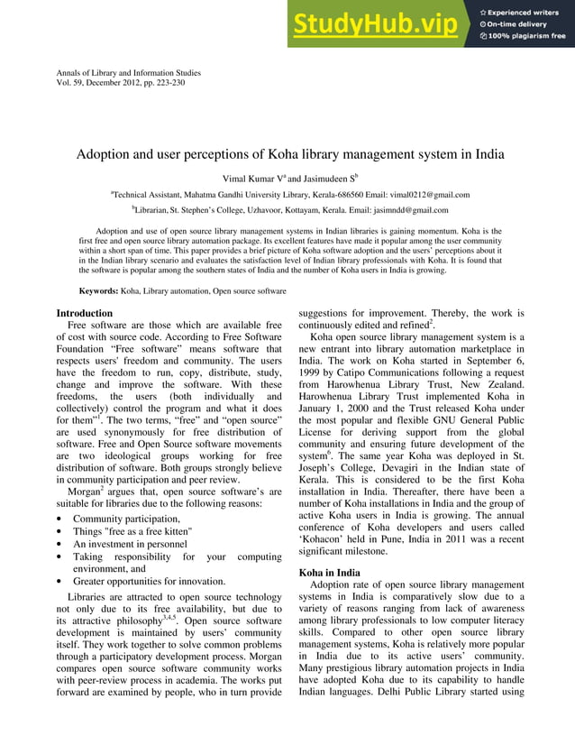 Adoption And User Perceptions Of Koha Library Management System In ...