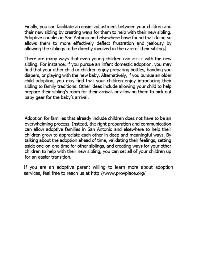 Adoption for Families with Children: How to Help Siblings Adjust | PDF