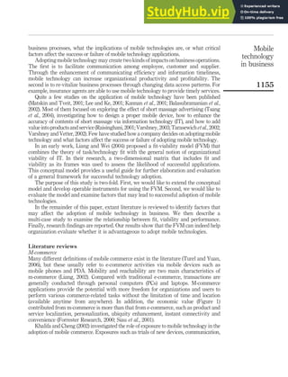 Adoption Of Mobile Technology In Business A Fit-Viability Model | PDF
