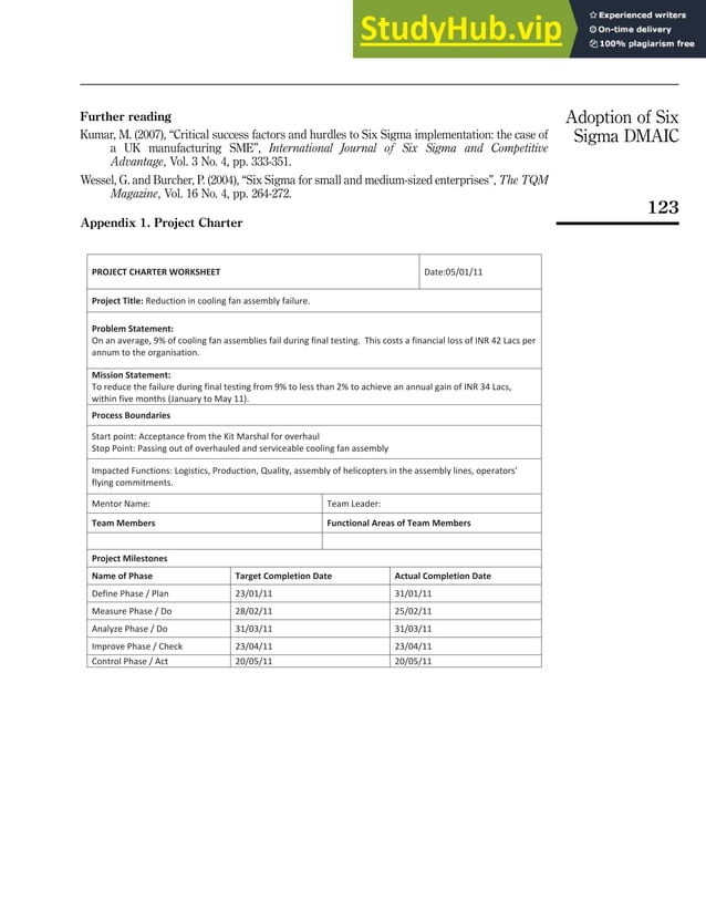 Adoption Of Six Sigma DMAIC To Reduce Cost Of Poor Quality | PDF